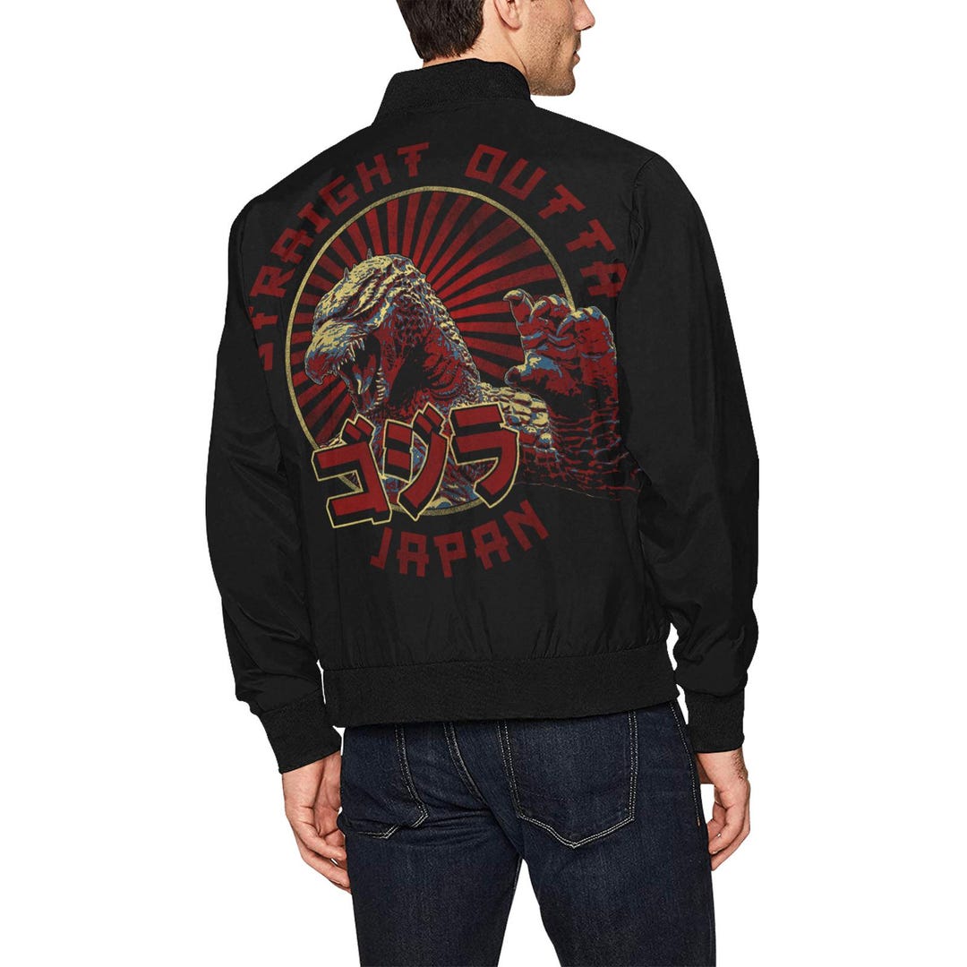 Bomber Jacket With Pockets Godzilla Gojira Kaiju Comics Retro Jacket ...