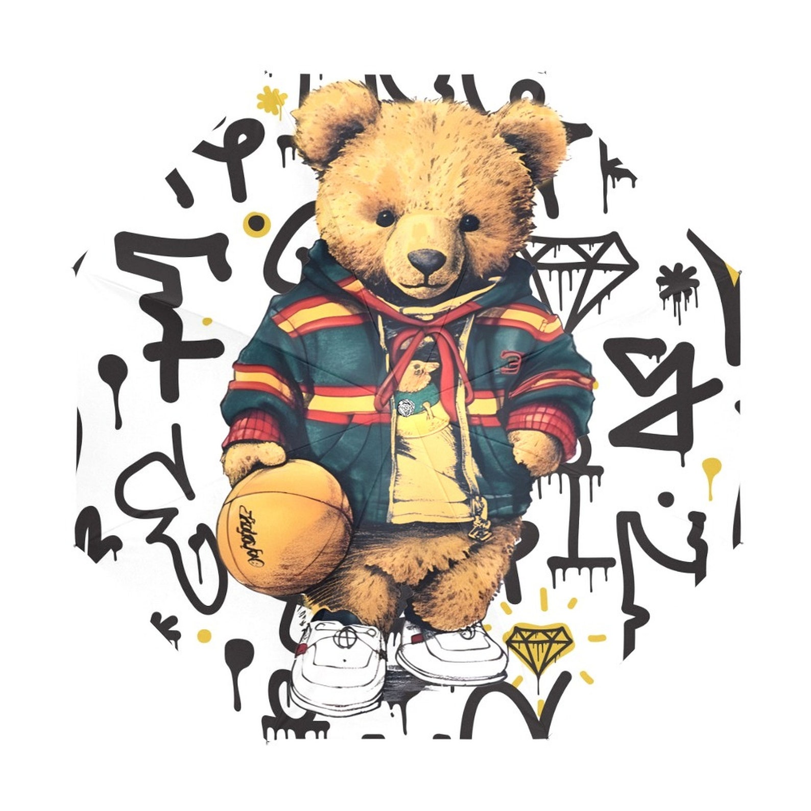 Children's Foldable Anti-uv Umbrella Gangsta Bear Hip Hop Rap ...