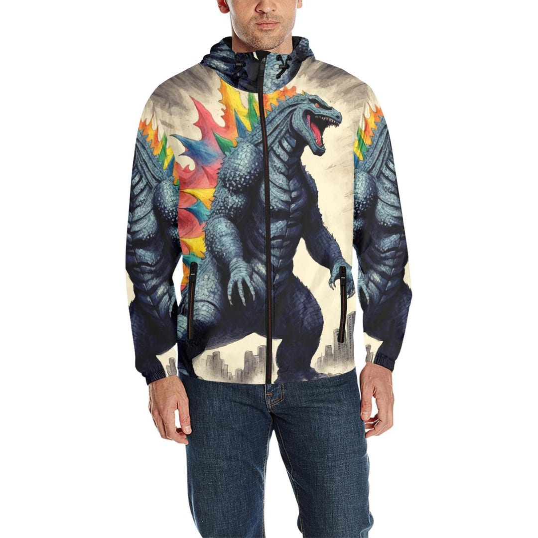 Windbreaker Godzilla Retro Jacket Comics Jacket Monster Gojira Kaiju ...