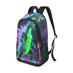Backpack Godzilla Backpack With Mesh Pockets Handbag Bag Neon Gojira ...