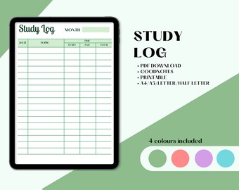 Study Log Printable - Etsy