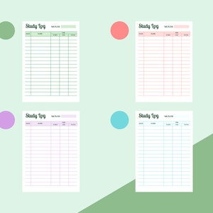 Study Log / Digital Planning / Study Log Printable / PDF Instant ...