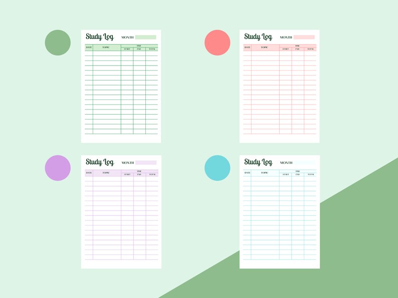 Study Log / Digital Planning / Study Log Printable / PDF Instant ...