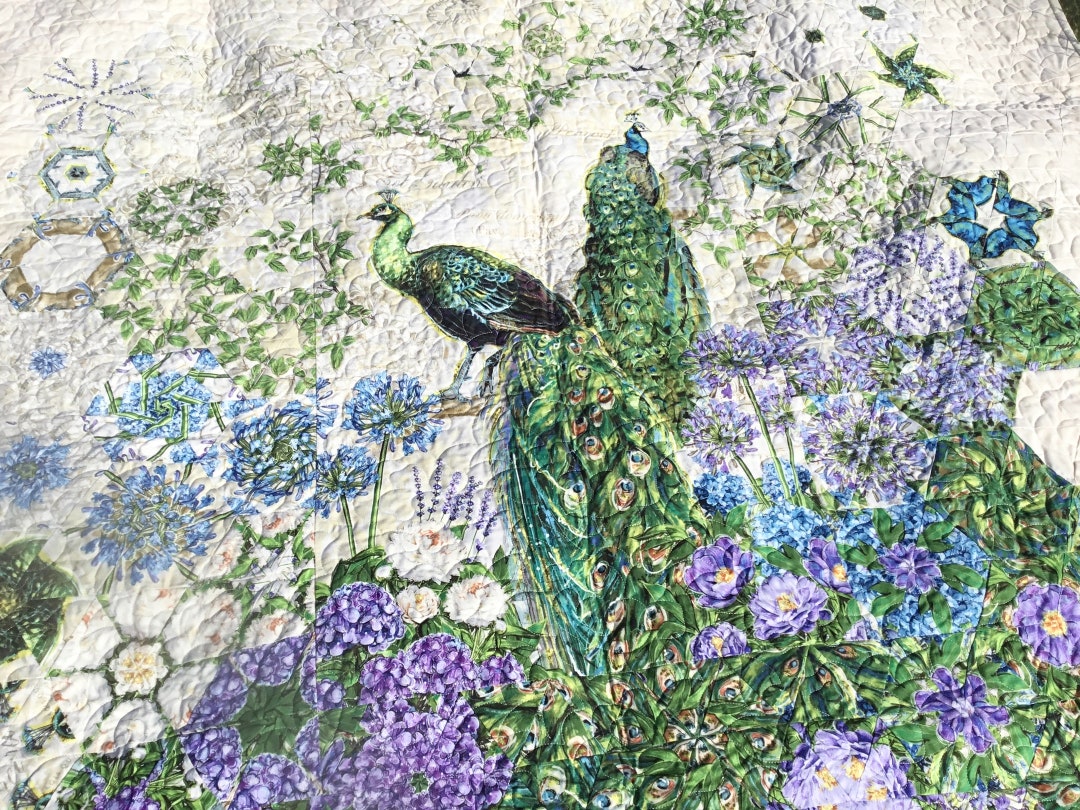 The Majestic Peacock Quilt, Throw or Lap Quilt, Vibrant Colours, Can Be ...