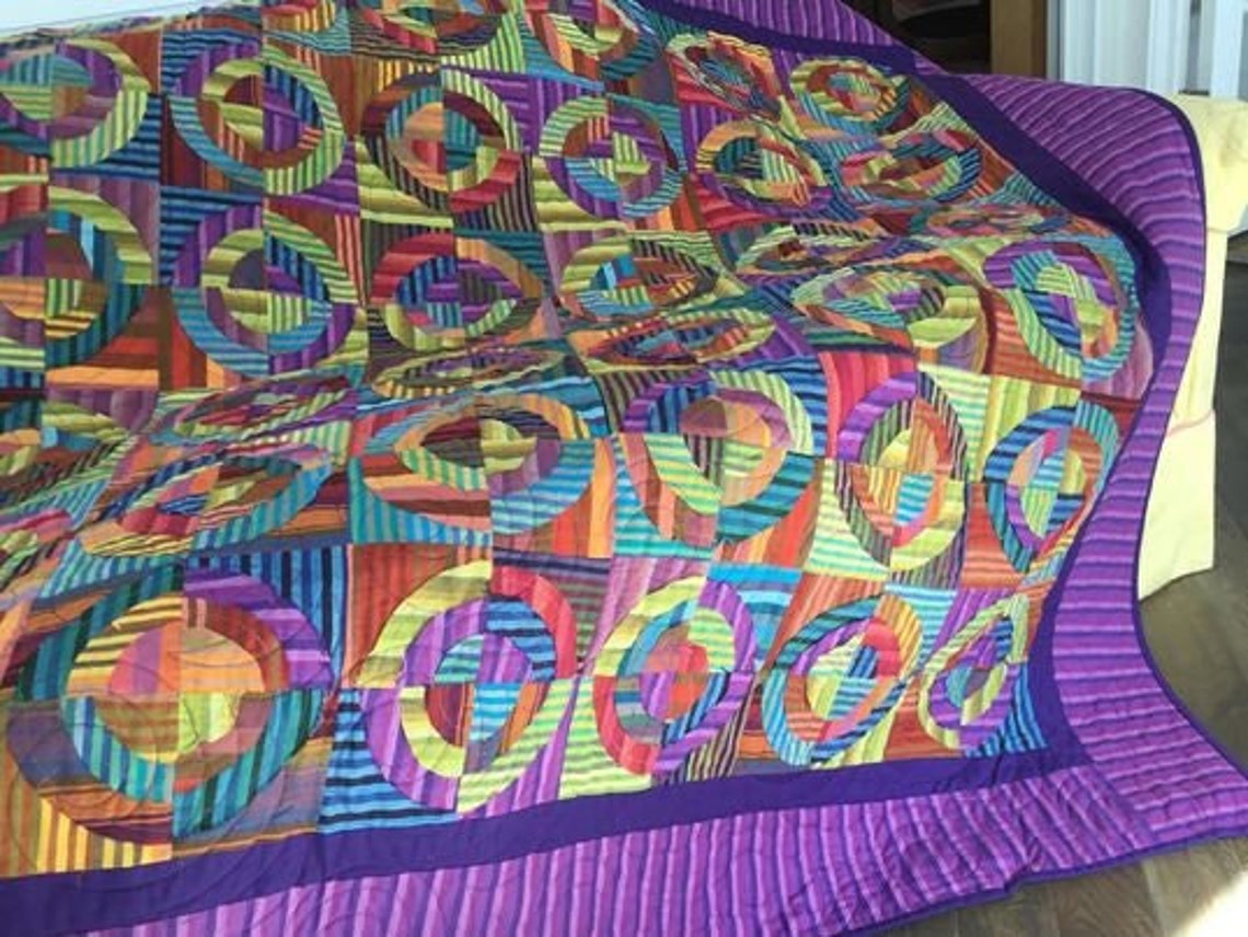 A Classic Bullseye Quilt, Kaffe Fassett Woven Stripes Fabric, Different ...