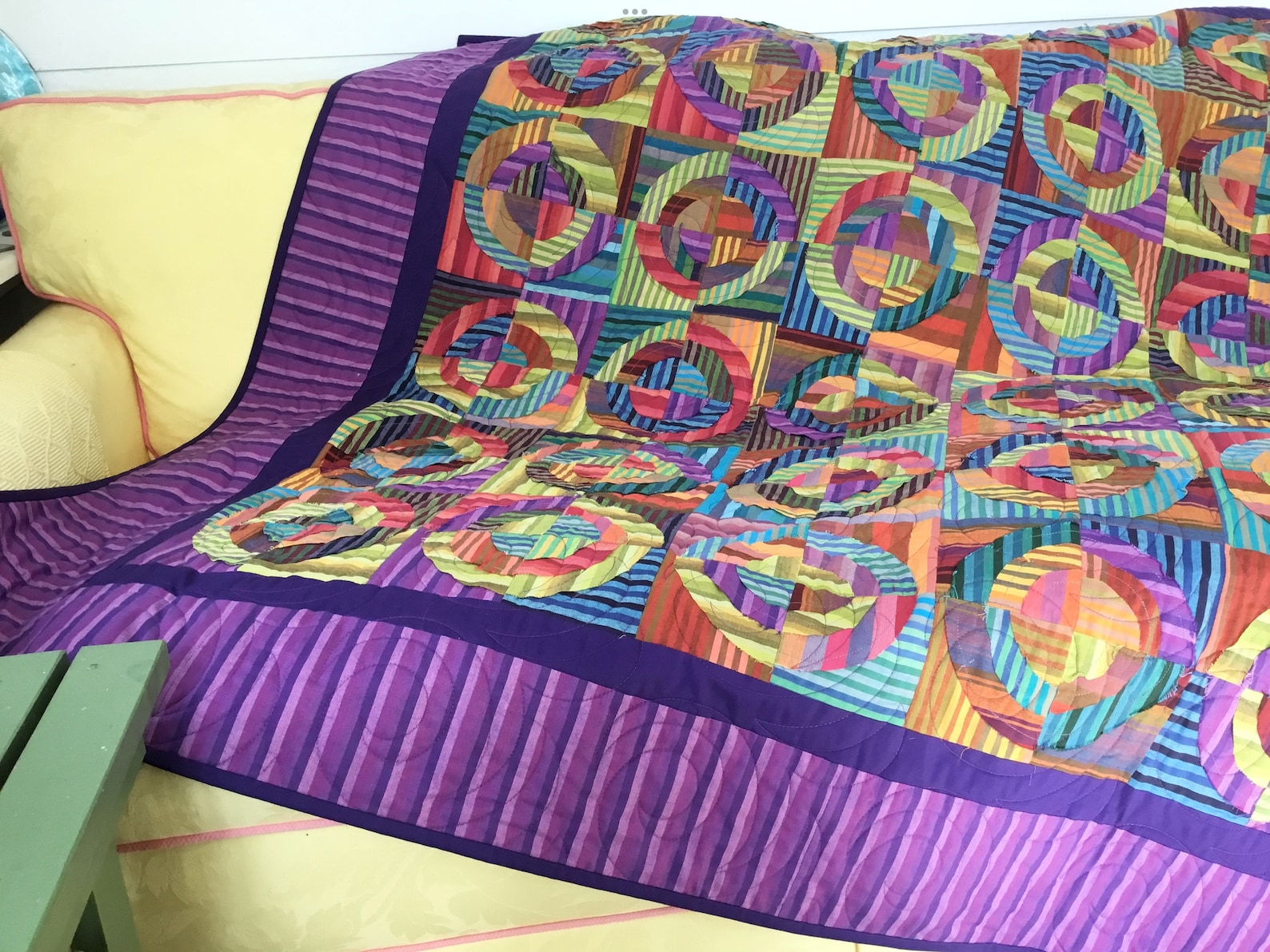 A Classic Bullseye Quilt, Kaffe Fassett Woven Stripes Fabric, Different ...