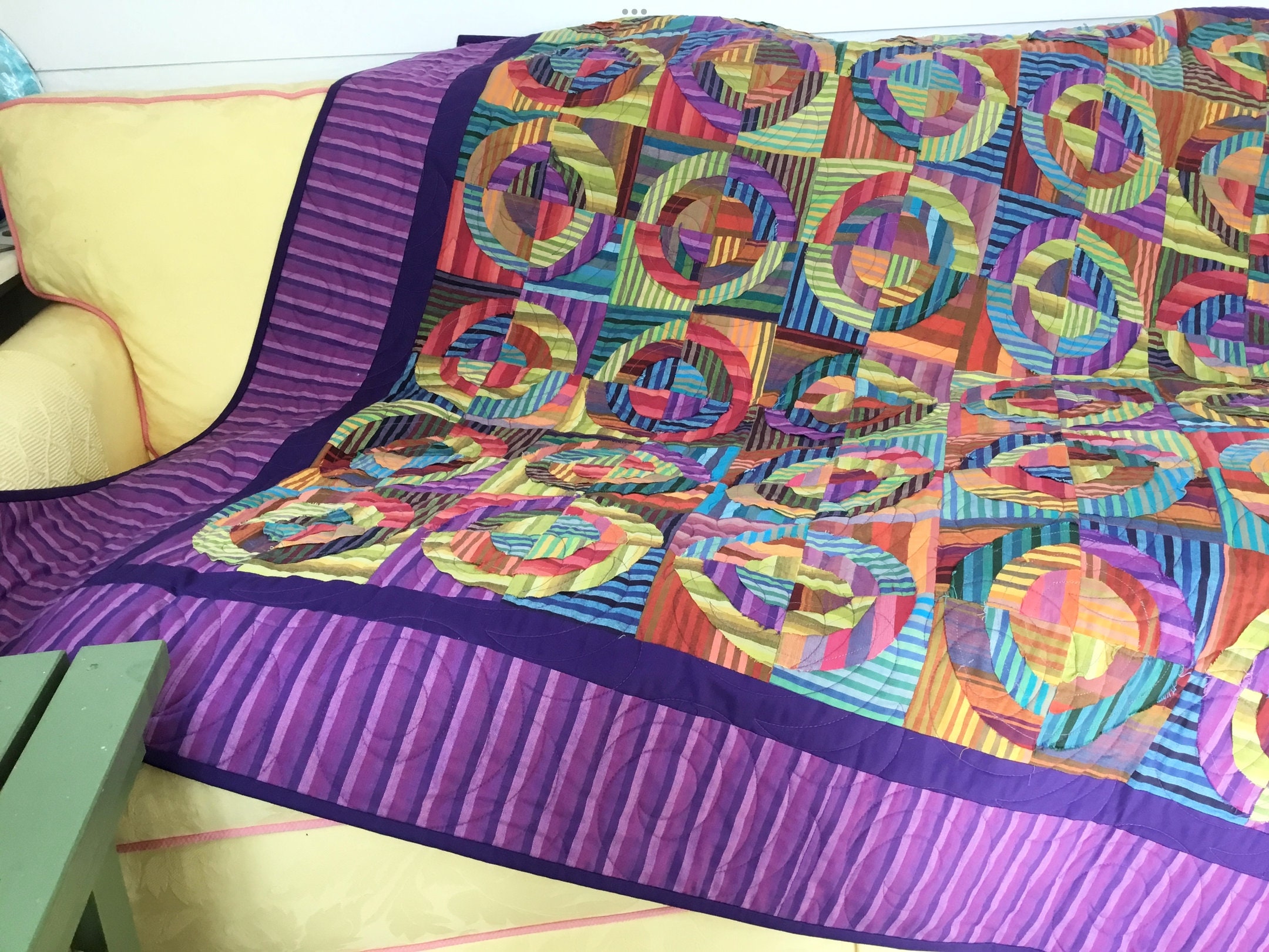 A Classic Bullseye Quilt, Kaffe Fassett Woven Stripes Fabric, Different ...