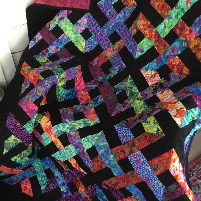 Vibrant Colours on a Black Background. Modern Pattern, Cheerful Quilt ...