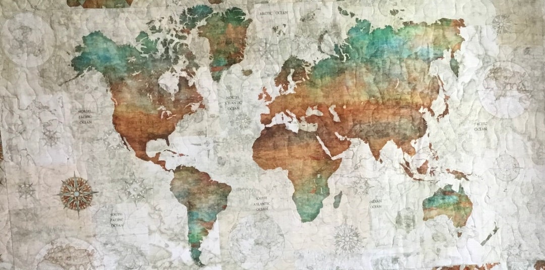 A World Map Quilt, One Block Wonder, for the Traveller or Not, Unique ...