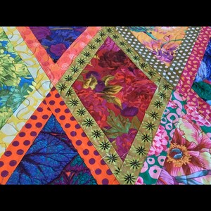 Vibrant Bordered Diamond Quilt Pattern, Kaffee Fassett Fabrics, Bright ...
