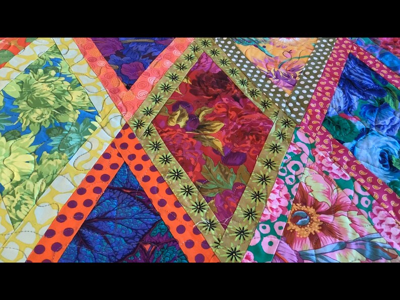 Vibrant Bordered Diamond Quilt Pattern, Kaffee Fassett Fabrics, Bright ...