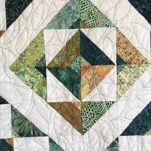 Pleasant Batik Lap Size Quilt in Shades of Green, Gold and Brown ...