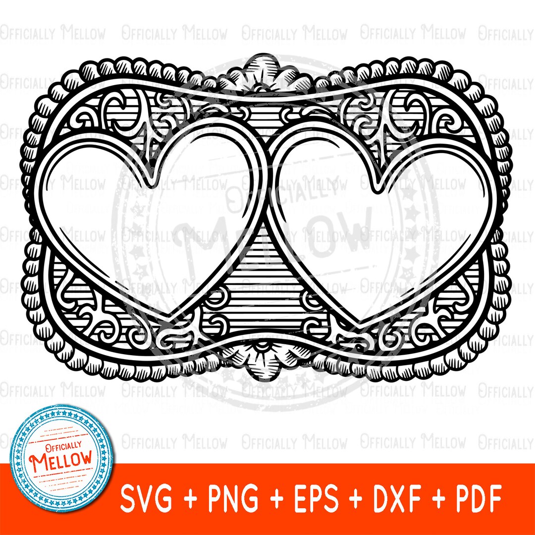 Heart Belt Buckle SVG: Cowgirl Gift, 2 Hearts Design (digital Download ...