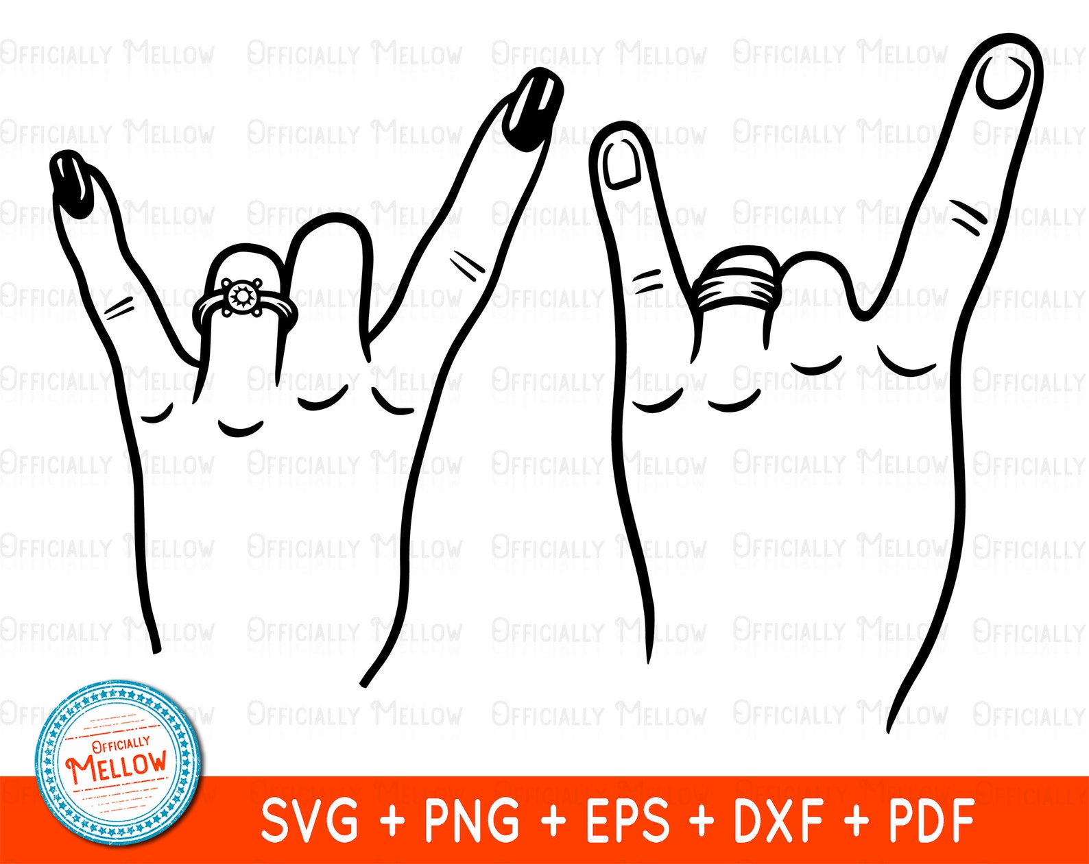 Wedding Fingers SVG, Bride and Groom SVG, Rock Horns SVG, Engagement ...