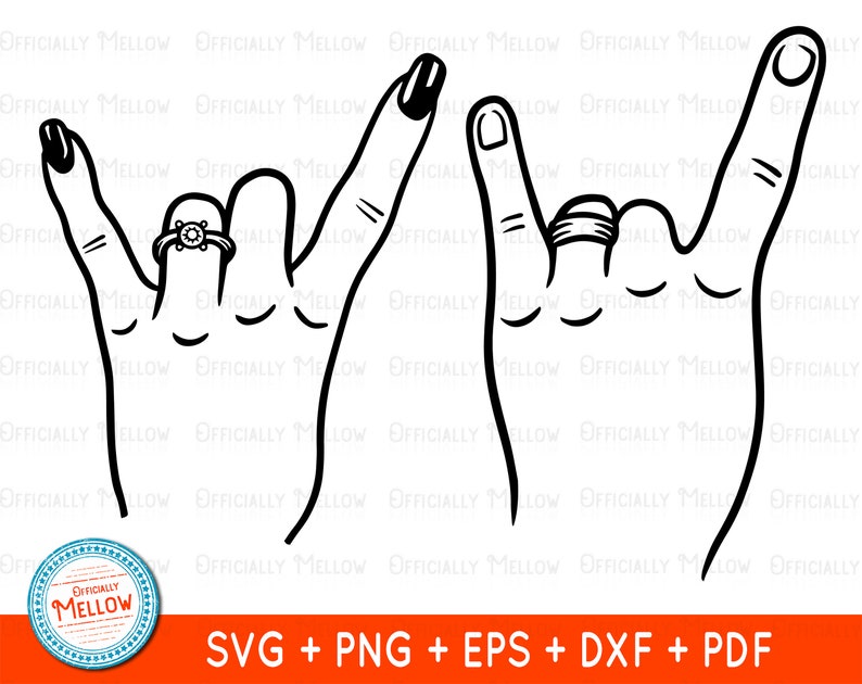 Wedding Fingers SVG, Bride and Groom SVG, Rock Horns SVG, Engagement ...