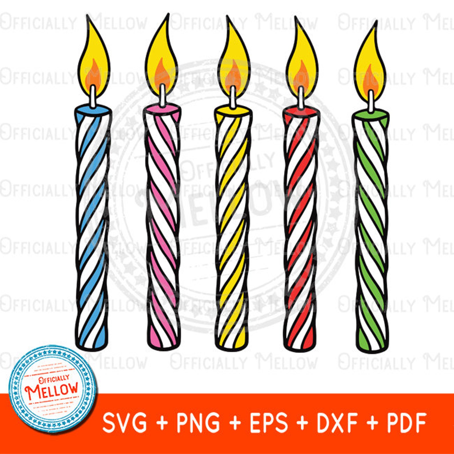 Rainbow Birthday Candles SVG: Clipart, Cut Files (digital Download ...