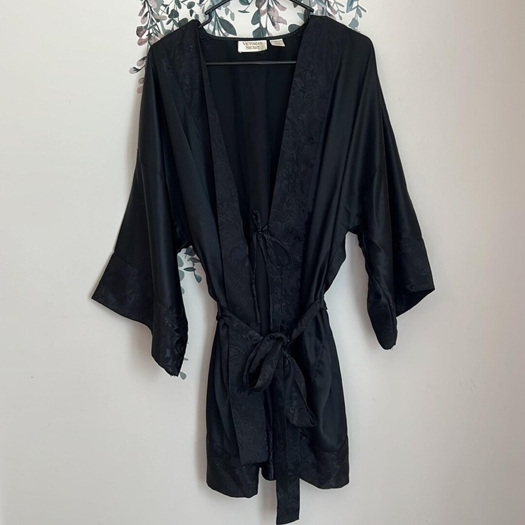 Vintage 1990’s Victoria’s Secret Black Silky Robe - Etsy