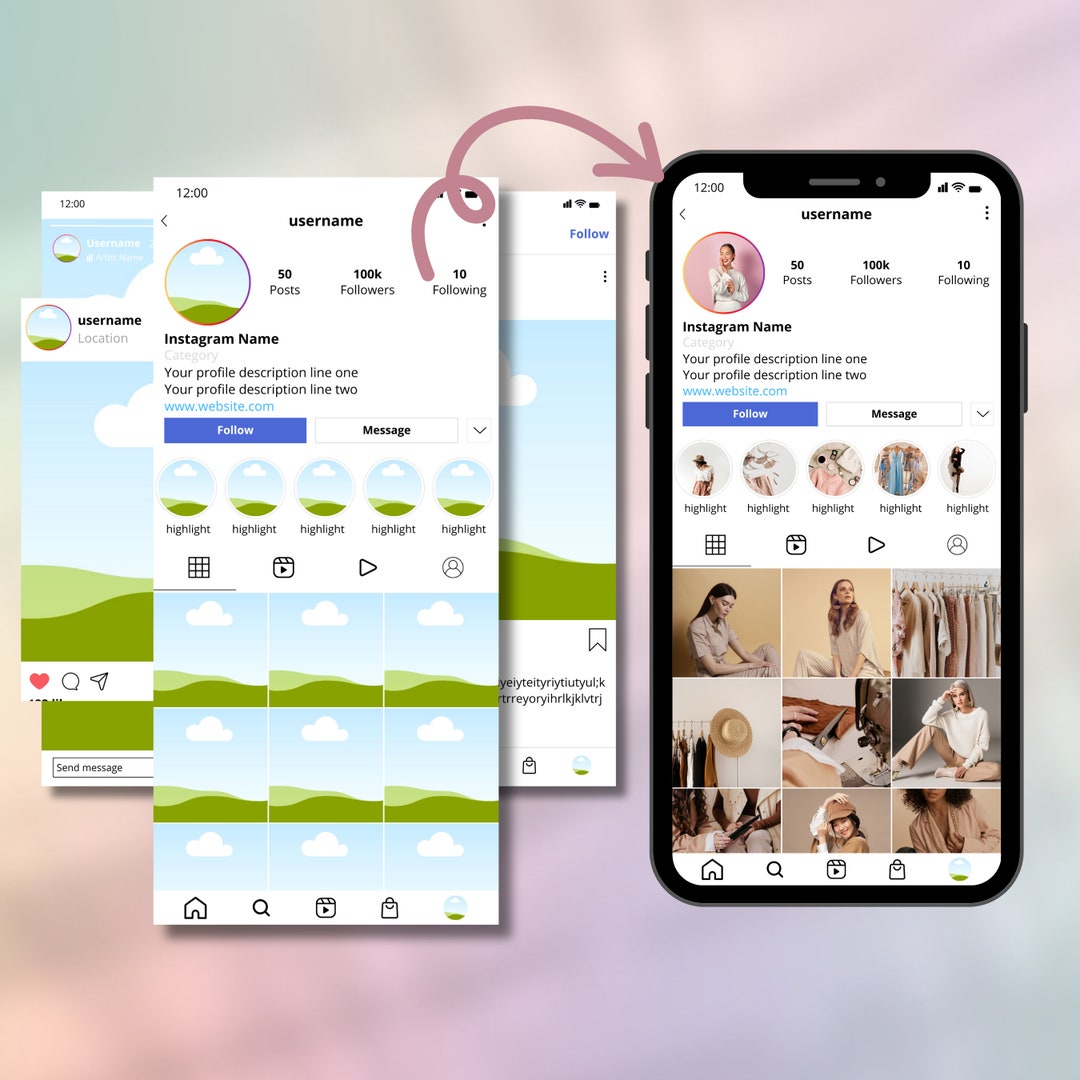 Instagram Feed Planner, Canva Template Bundle ,instagram Profile Mockup ...