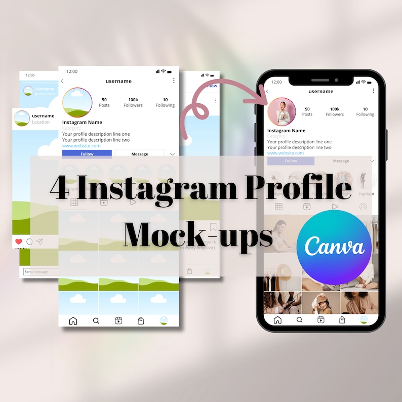 Instagram Feed Planner, Canva Template Bundle ,instagram Profile Mockup ...
