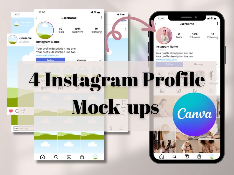 Instagram Mockup Template Canva ,template Bundle ,canva Template Mockup ...