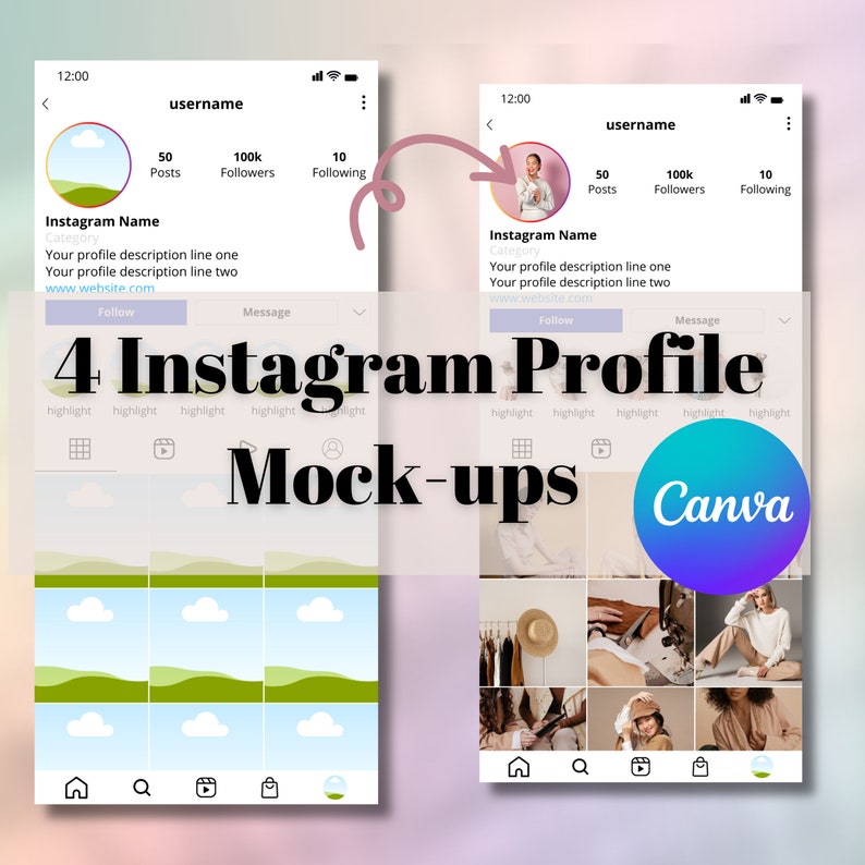 Instagram Feed Planner, Canva Template Bundle ,instagram Profile Mockup ...