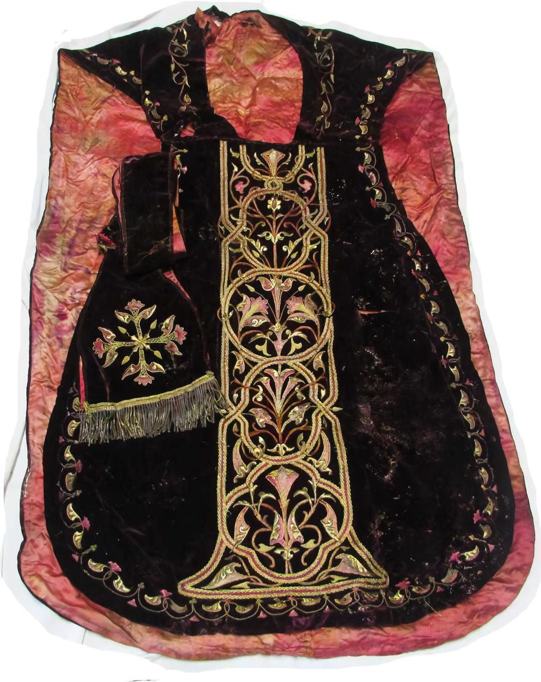 1900s Antique Clergy Dress Silk and Velvet Set, Clergy Dress Vestment ...