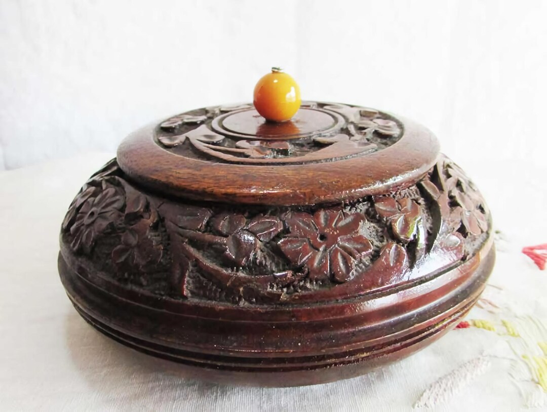 Antique Box - Vintage Handmade Wooddecorative Box, Collectible Jewelry ...