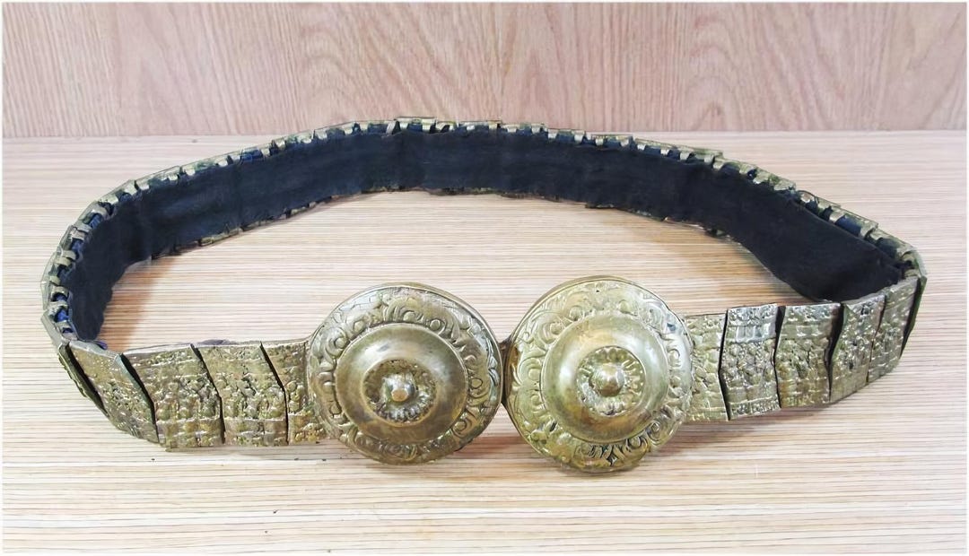 Antique Bridal Belt Buckle Brass and Textile, Ottoman&turkish Style ...