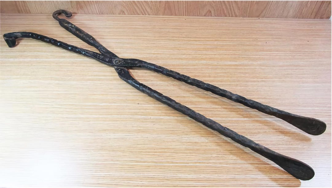 Antique Iron Large Size Blacksmith's Tongs Tool Original Old Hand ...