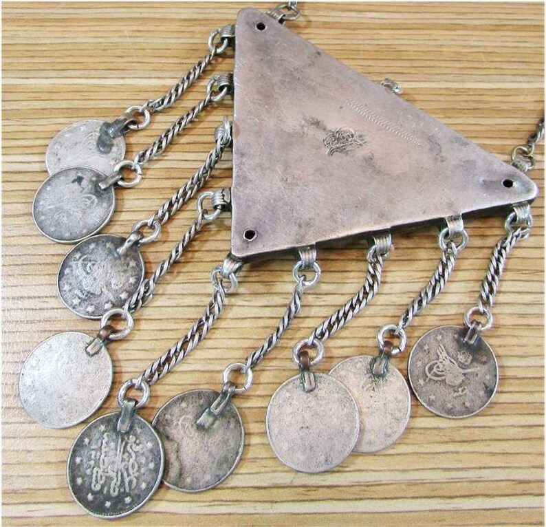 Ottoman Turkish Antique Silver Triangle Amulet Necklace - Etsy