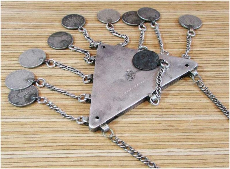 Ottoman Turkish Antique Silver Triangle Amulet Necklace - Etsy