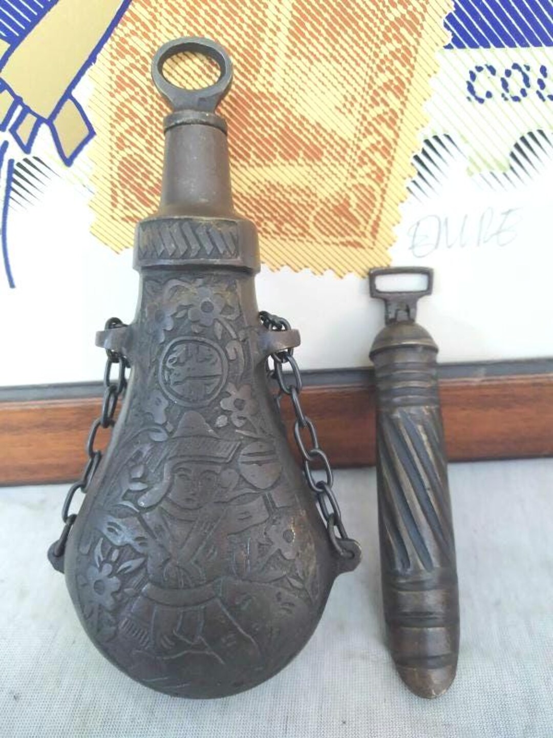 Ottoman Antique Style Brass Gunpowder Flask / Box Handcrafted Brass ...
