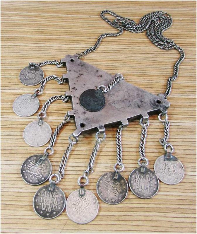 Ottoman Turkish Antique Silver Triangle Amulet Necklace - Etsy