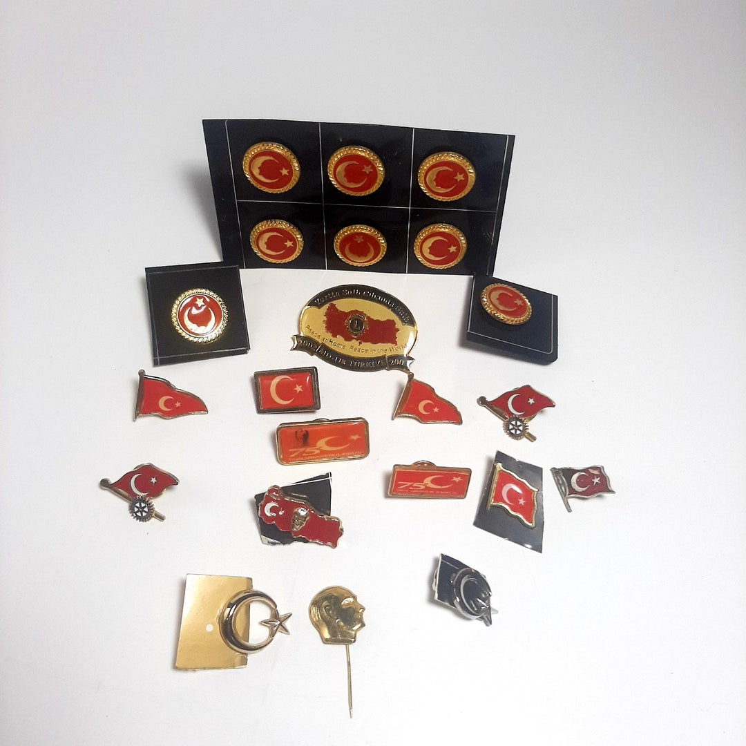 22 Pcs Vintage Pins Atatürk Turkish Flag Leader Pins Silver - Etsy