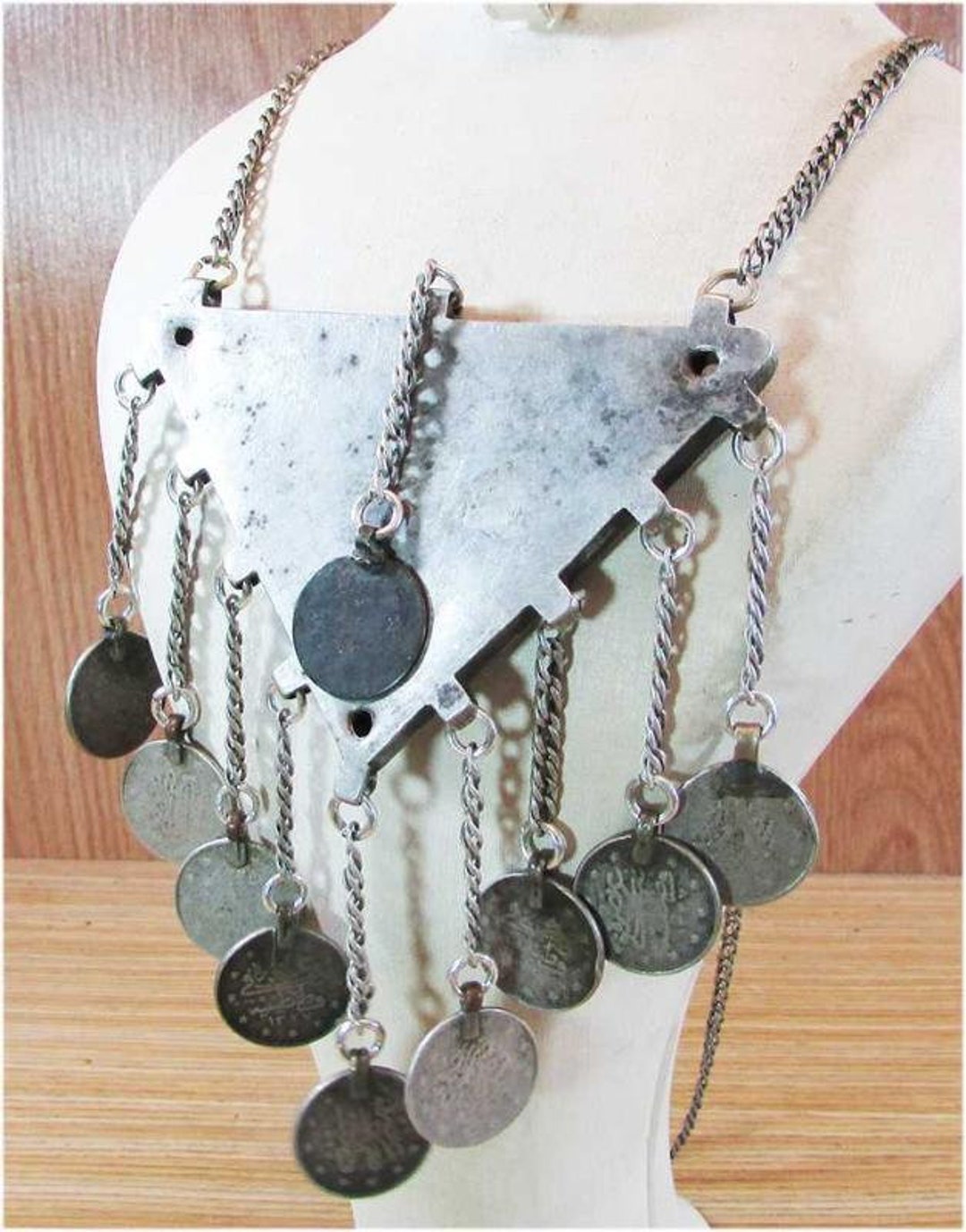 Ottoman Turkish Antique Silver Triangle Amulet Necklace - Etsy