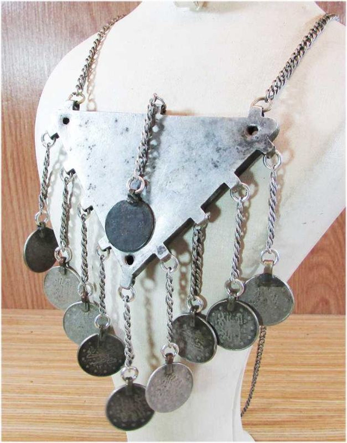 Ottoman Turkish Antique Silver Triangle Amulet Necklace - Etsy