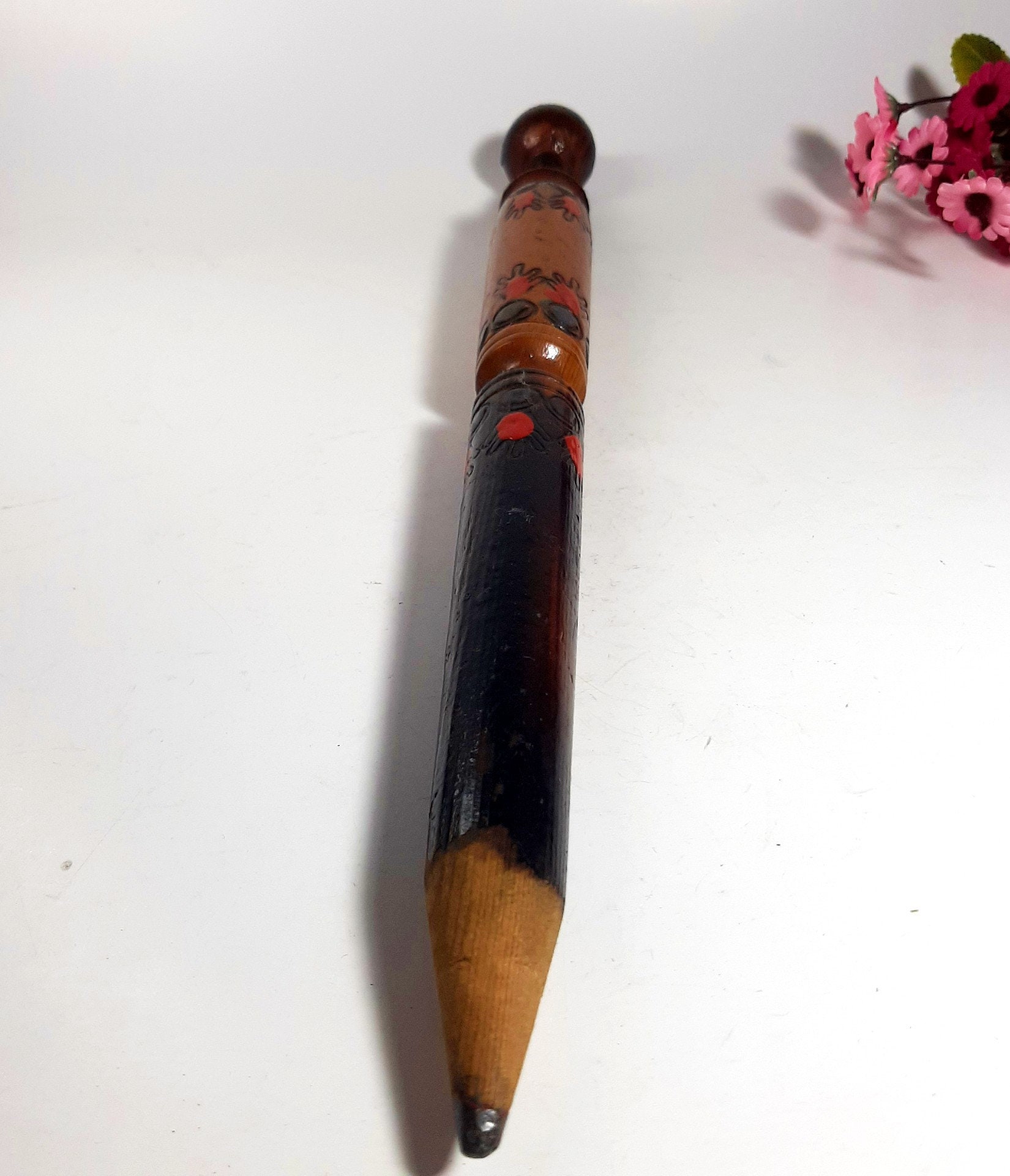 Vintage Big Pencil Wooden Pencil Large Pencil Hand Painted - Etsy