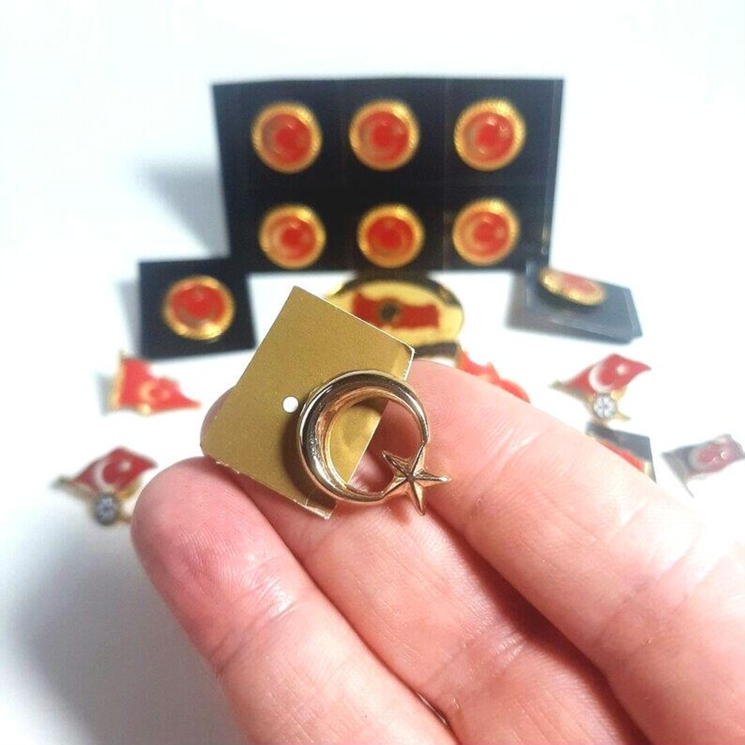 22 Pcs Vintage Pins, Atatürk Turkish Flag Leader Pins Silver Color Mustafa Kemal Pasha, Lapel ...