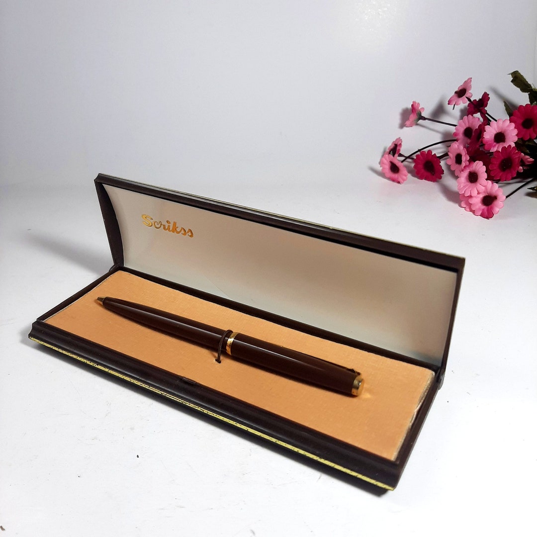 Vintage Plastic Pen Box, Scricss Pencil Case and Pen, Brown Pencil Case ...