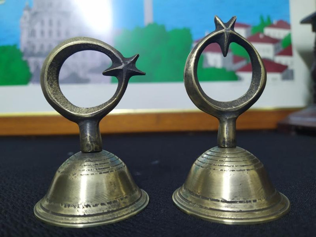 Antique Style Islamic Brass Alam Double, Crescent Alem, Home Decor ...