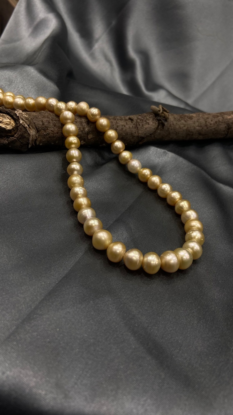 Vintage Golden South Sea Pearl Necklace: 9-10mm Saltwater Pearls - Etsy