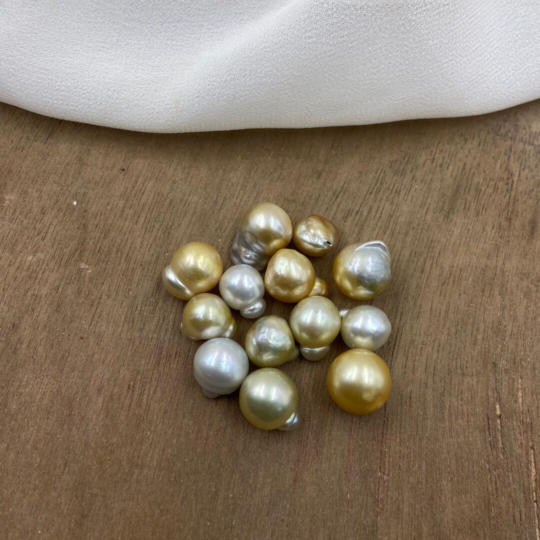 Real South Sea Pearl Golden and White Semi-baroque Pearl Natural Color ...