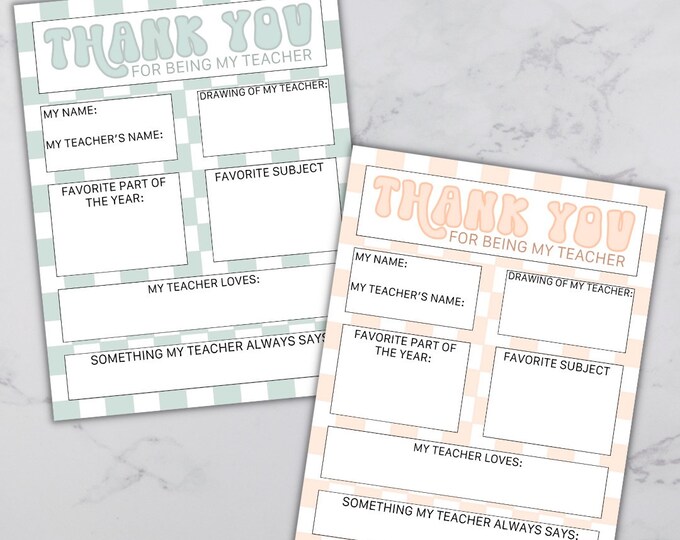 Printable Teacher Appreciation Note Template BUNDLE, Teacher ...