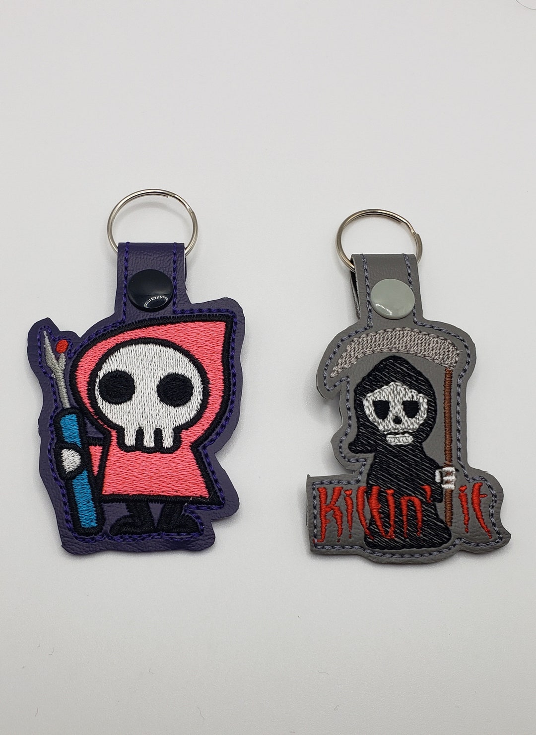 Grim Reaper Seam Reaper Key Tab Key Fob Luggage Tag Embroidered ...