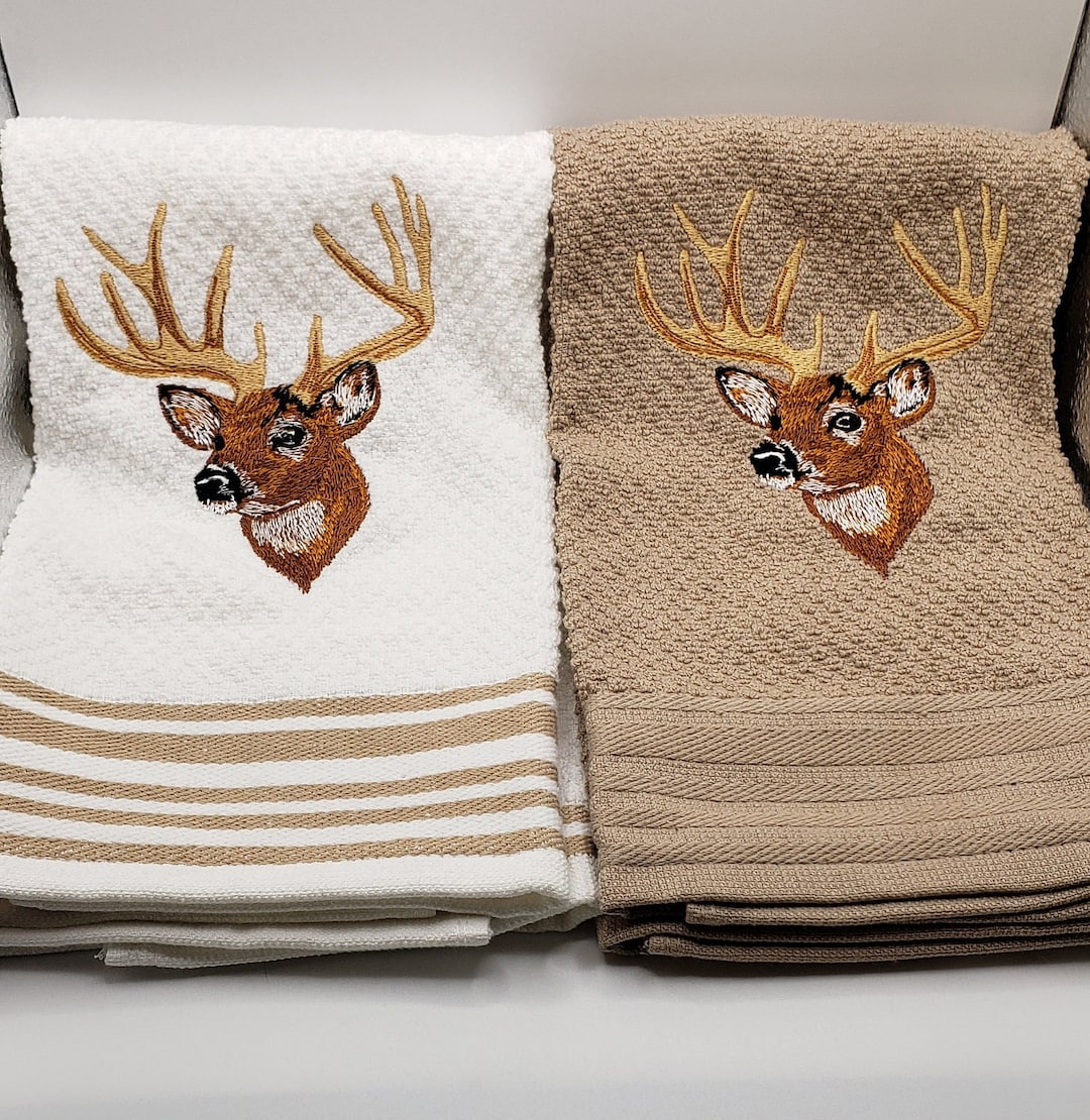Deer Embroidered Hand Towel - Etsy