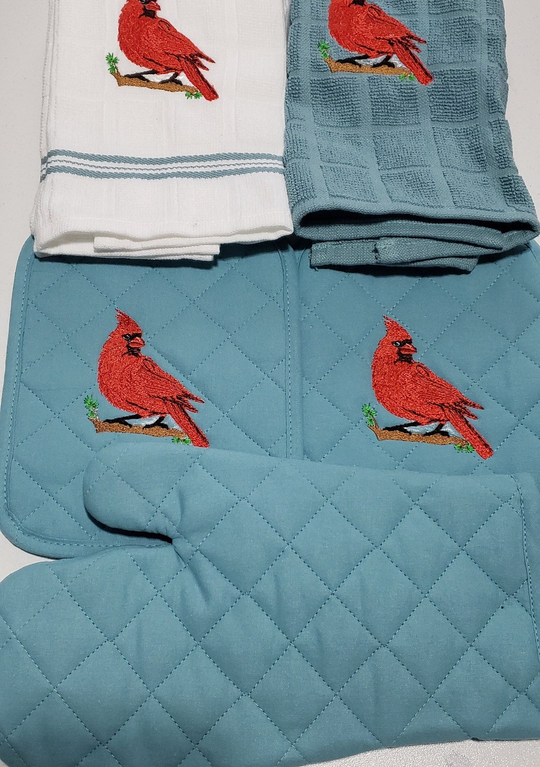 Cardinal Oven Mit Kitchen Set Embroidered 5-pieces - Etsy