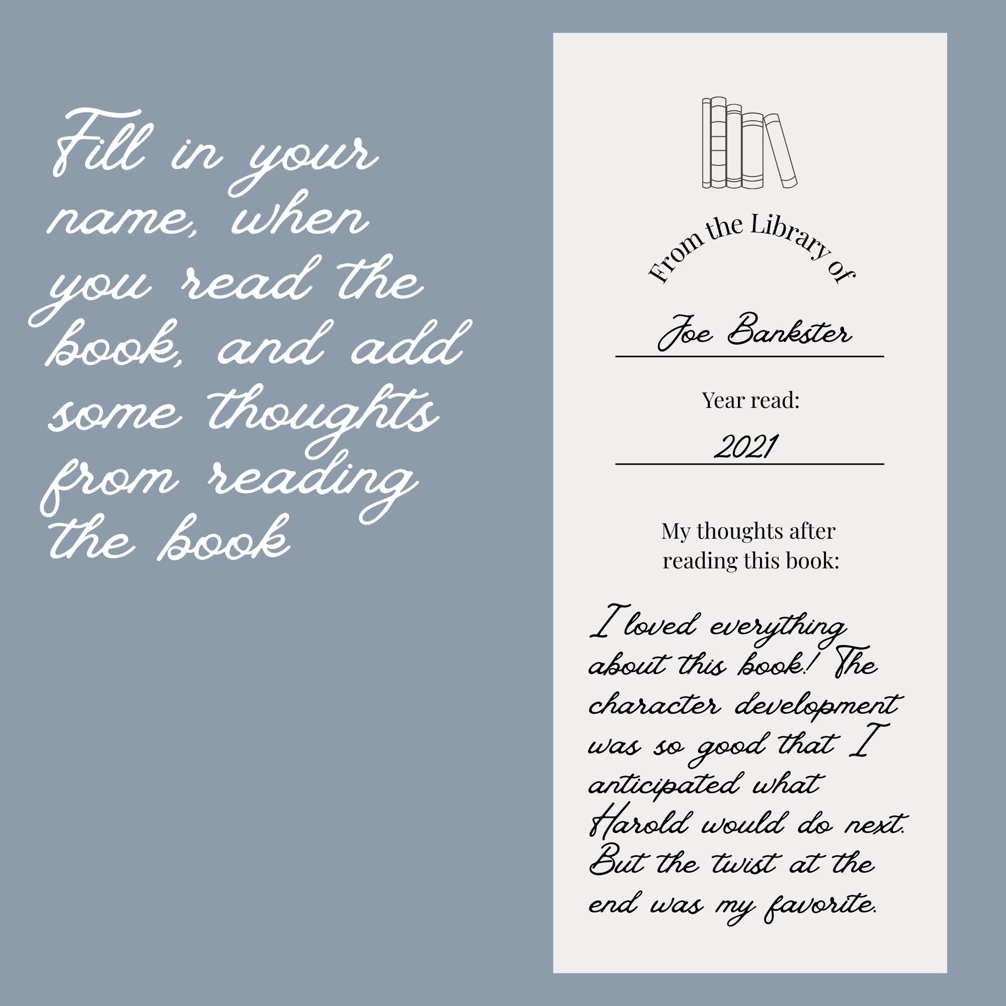 Legacy Library Insert Cards Printable - Books Collection - Etsy
