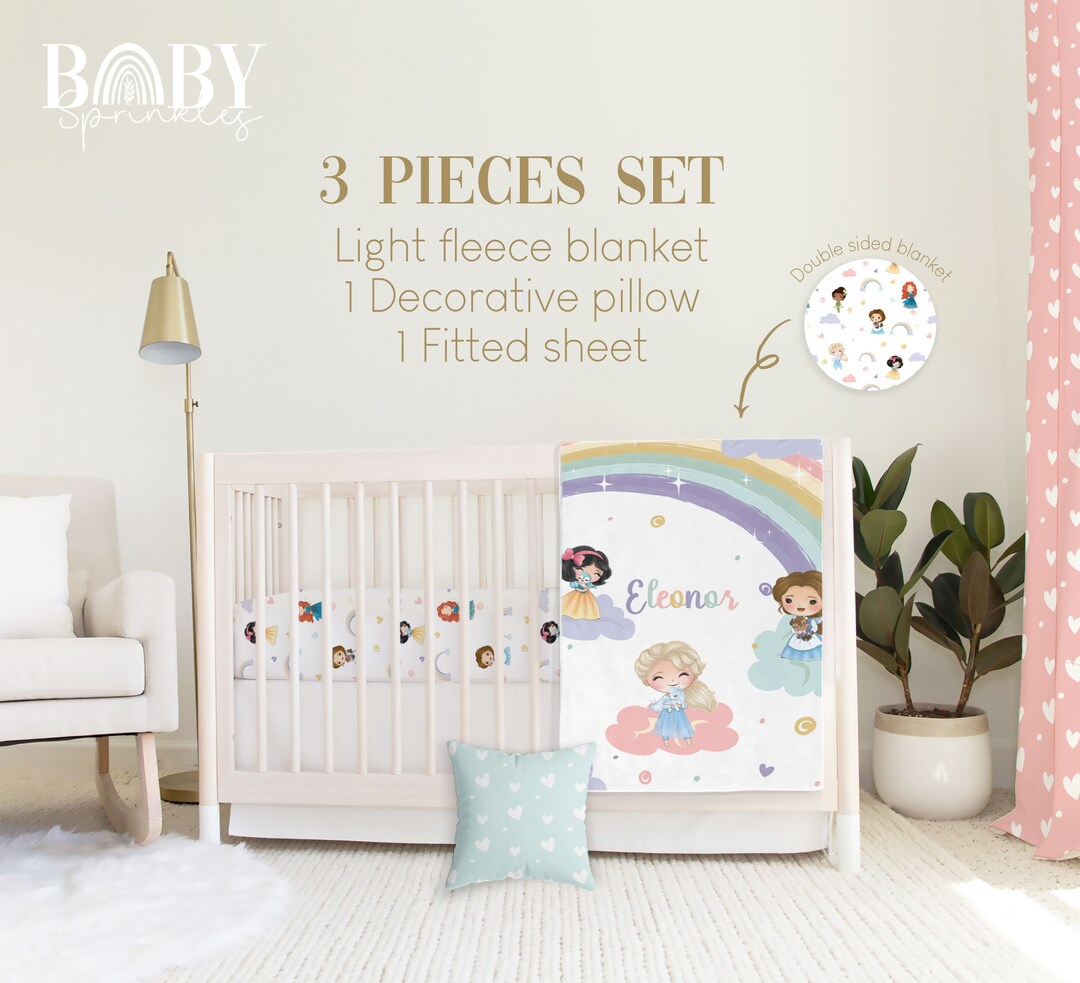 PRINCESS GIRL Crib Bedding Set, Rainbow Baby Crib Bedding, Princess ...