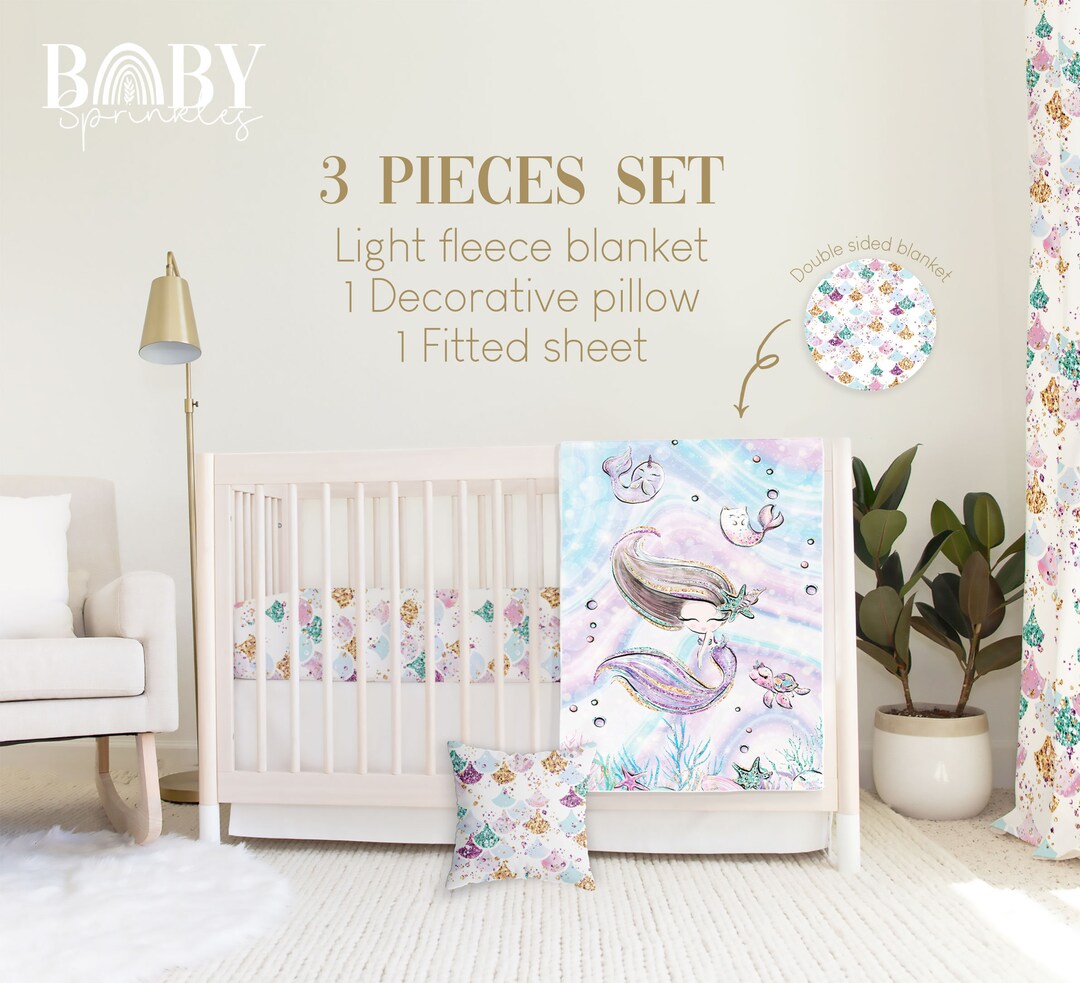 BABY MERMAID CRIB Bedding Set, Mermaid Baby Crib Bedding, Mermaid Baby ...
