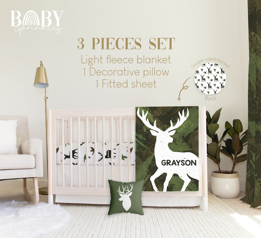 HUNTING Baby Crib Bedding Set, Deer Baby Crib Bedding, Baby Hunting ...